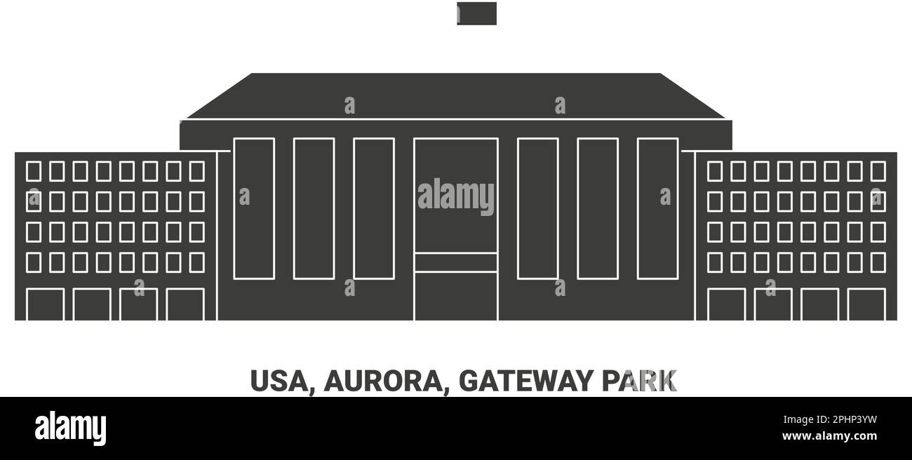 Usa, Aurora, Gateway Park travel landmark vector illustration Stock ...