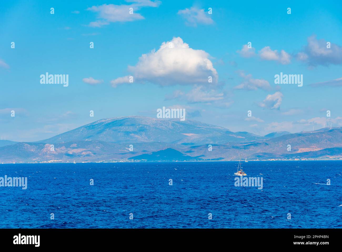 Landscape of Peloponesse peninsula from Hydra island in Greece Stock ...