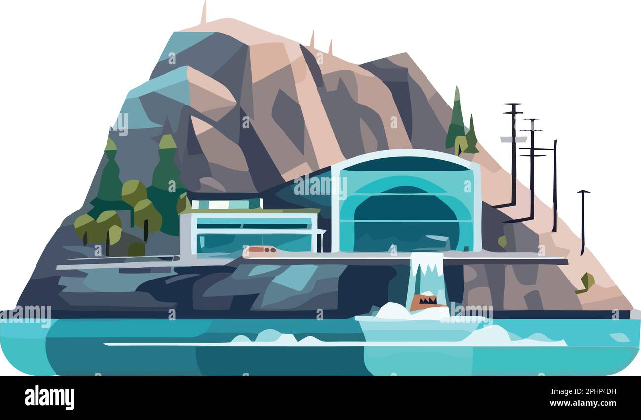 hydroelectric plant with peak Stock Vector Image & Art - Alamy