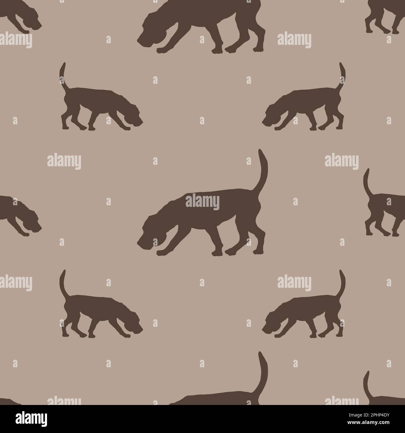 Dog silhouette. Walking and sniffing english beagle puppy isolated on a ...