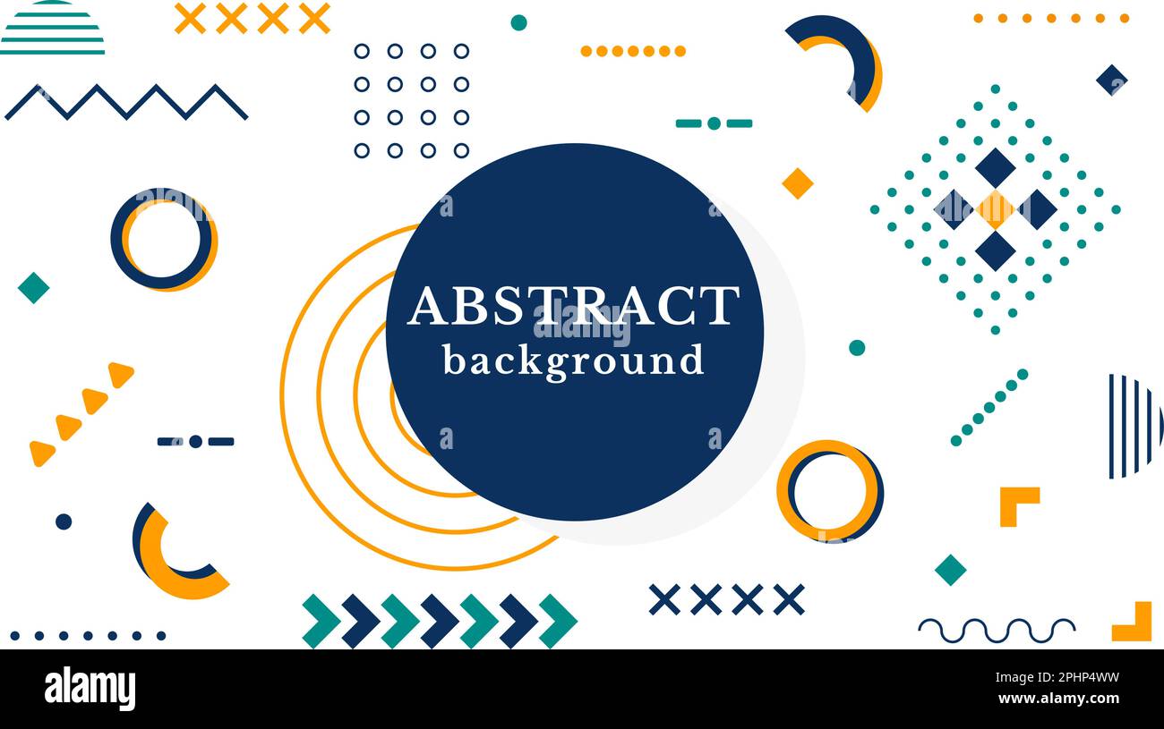 Different shapes isolated on a white background. Colorful pattern in Memphis style with headline ...