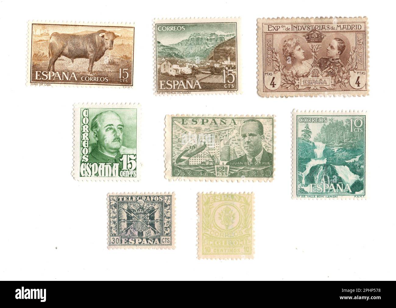 Vintage mint postage stamps from Spain isolated on a white background ...