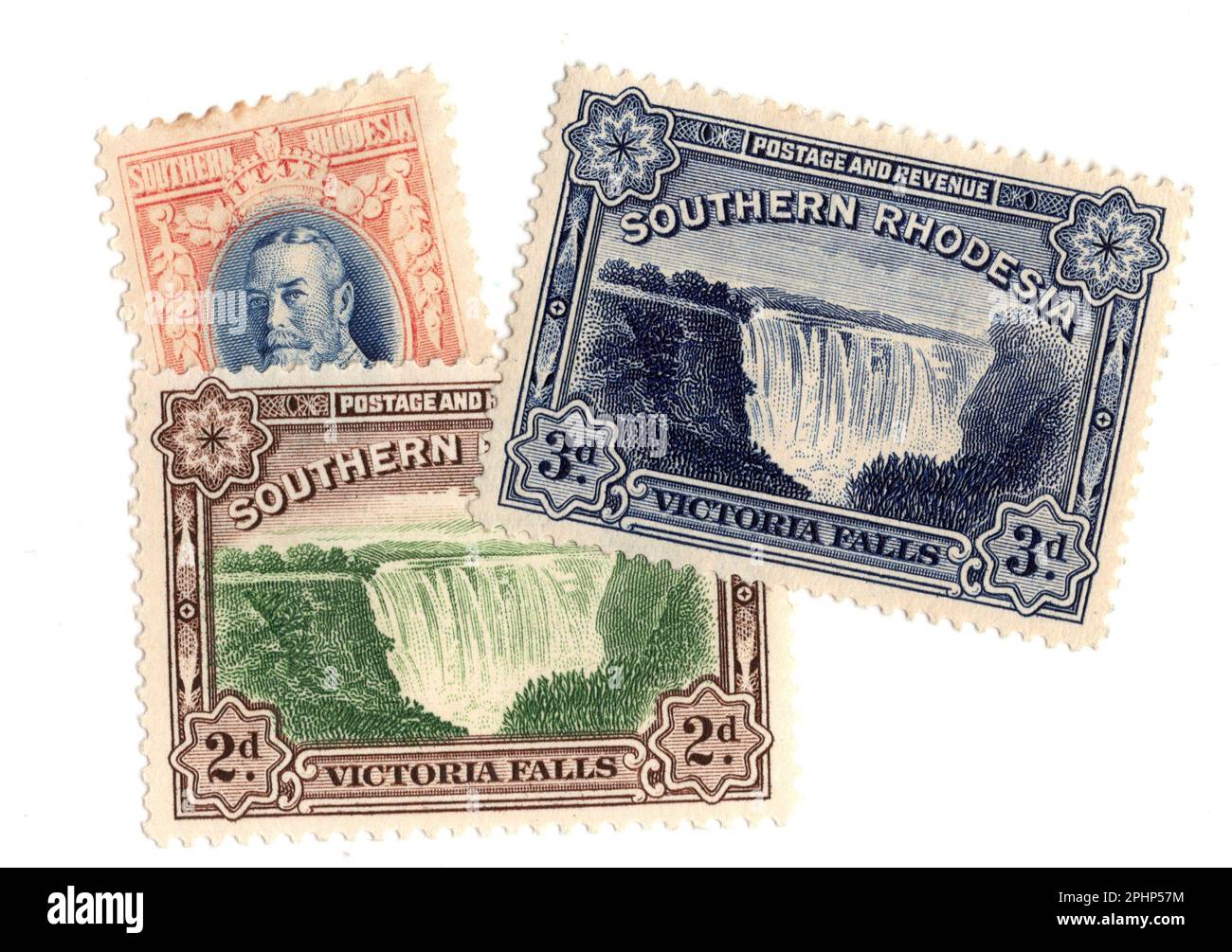Vintage mint postage stamps from Southern Rhodesia isolated on a white ...