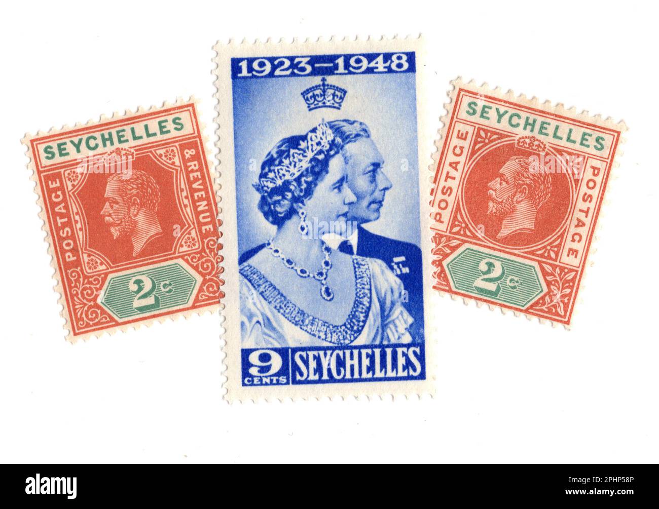 Vintage mint postage stamps from the Seychelles isolated on a white ...