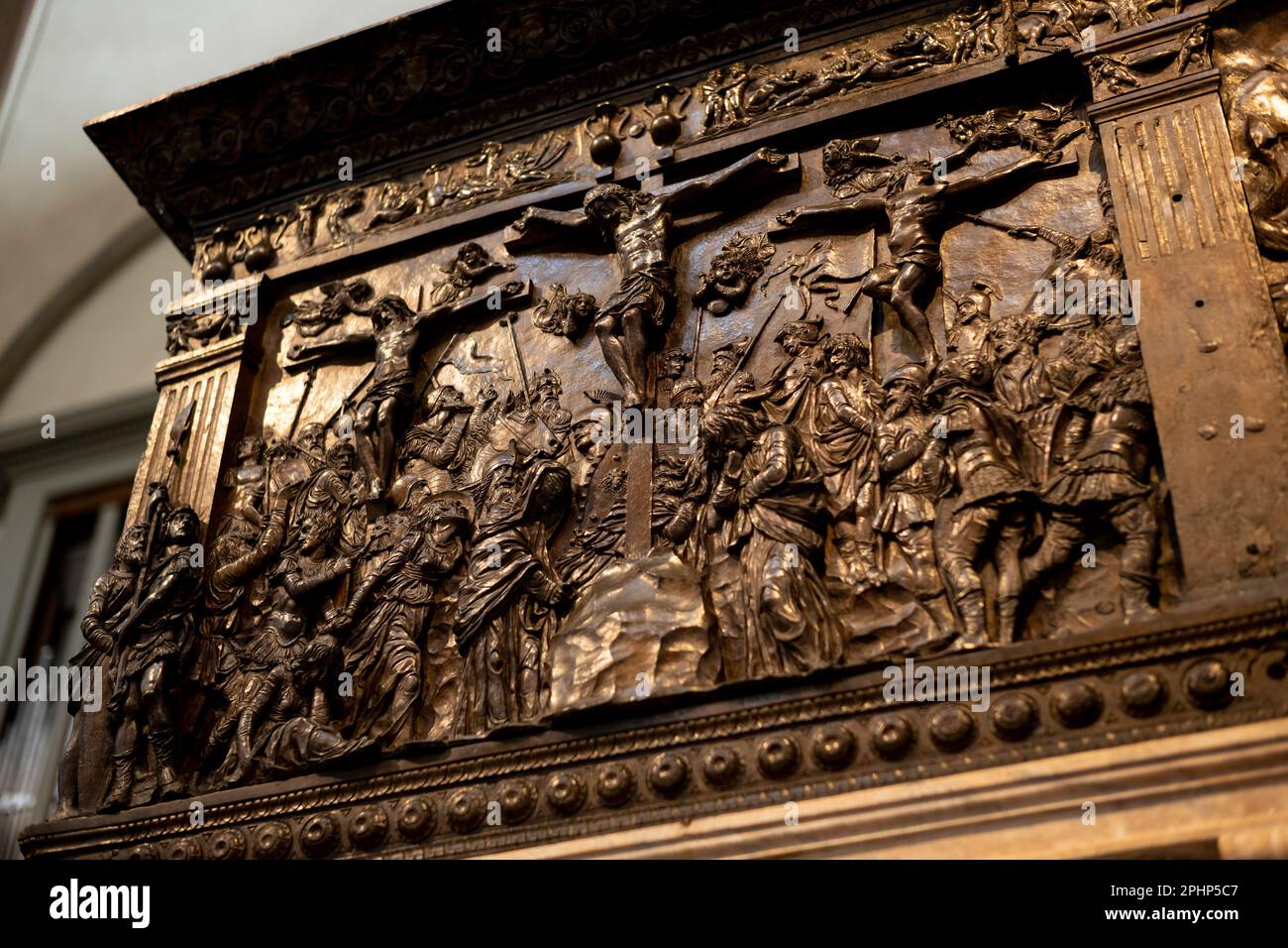 The Passion Pulpit begun by Donatello, one of his last works, in San ...