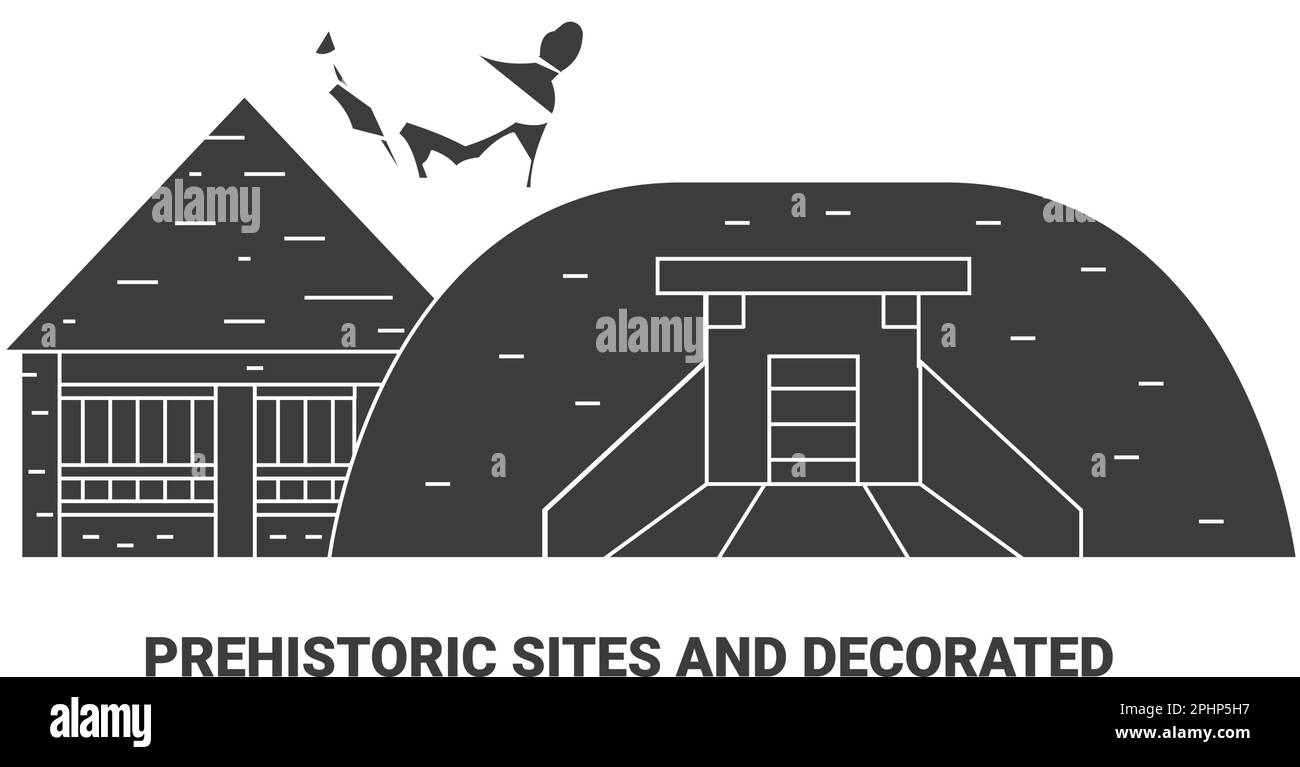 France, Prehistoric Sites And Decorated travel landmark vector ...