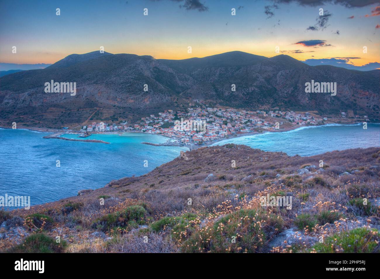 Sunset panorama greek town hi-res stock photography and images - Alamy