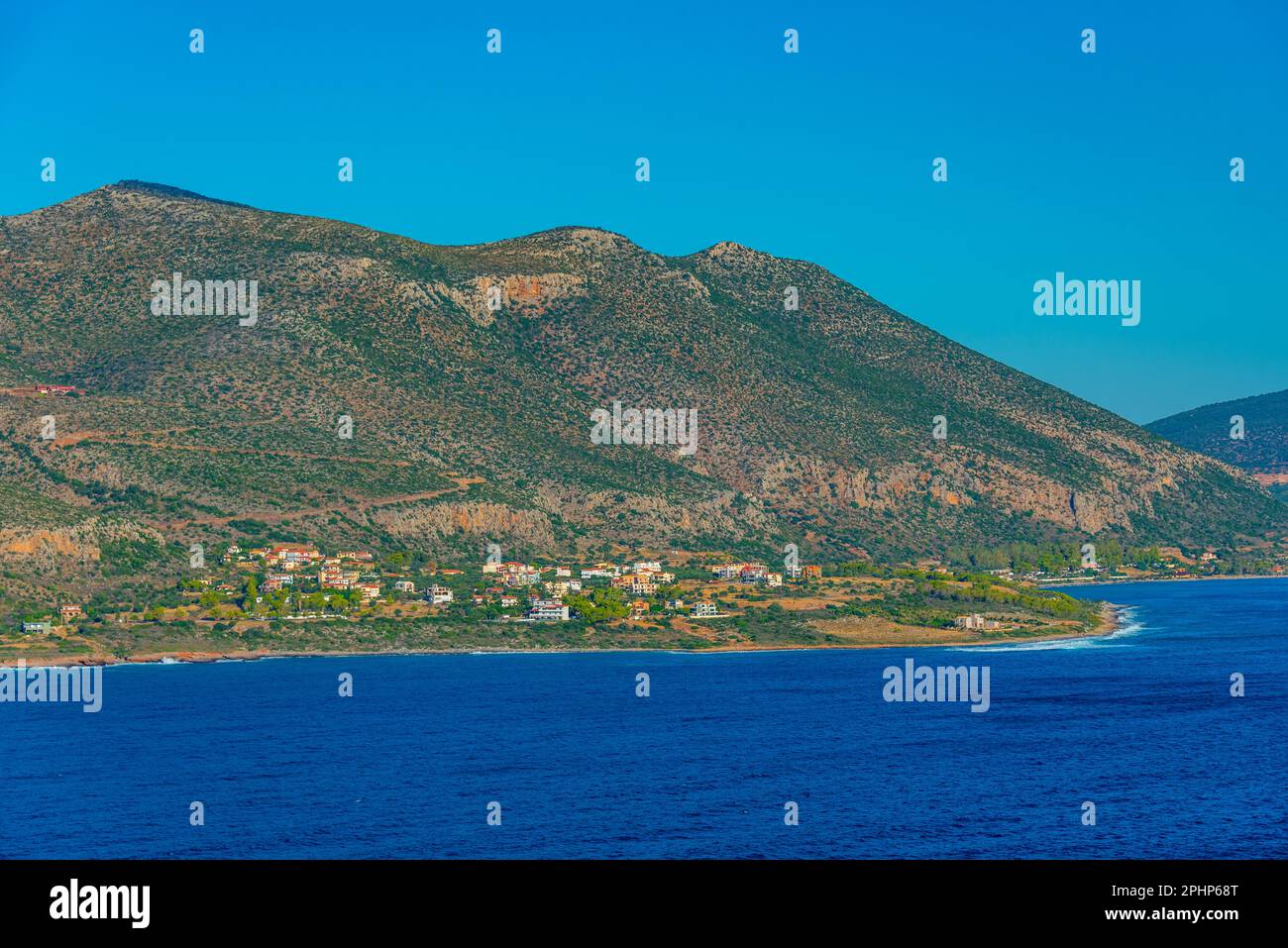 Panorama view of Pori beach at Peloponnese peninsula in Greece Stock ...