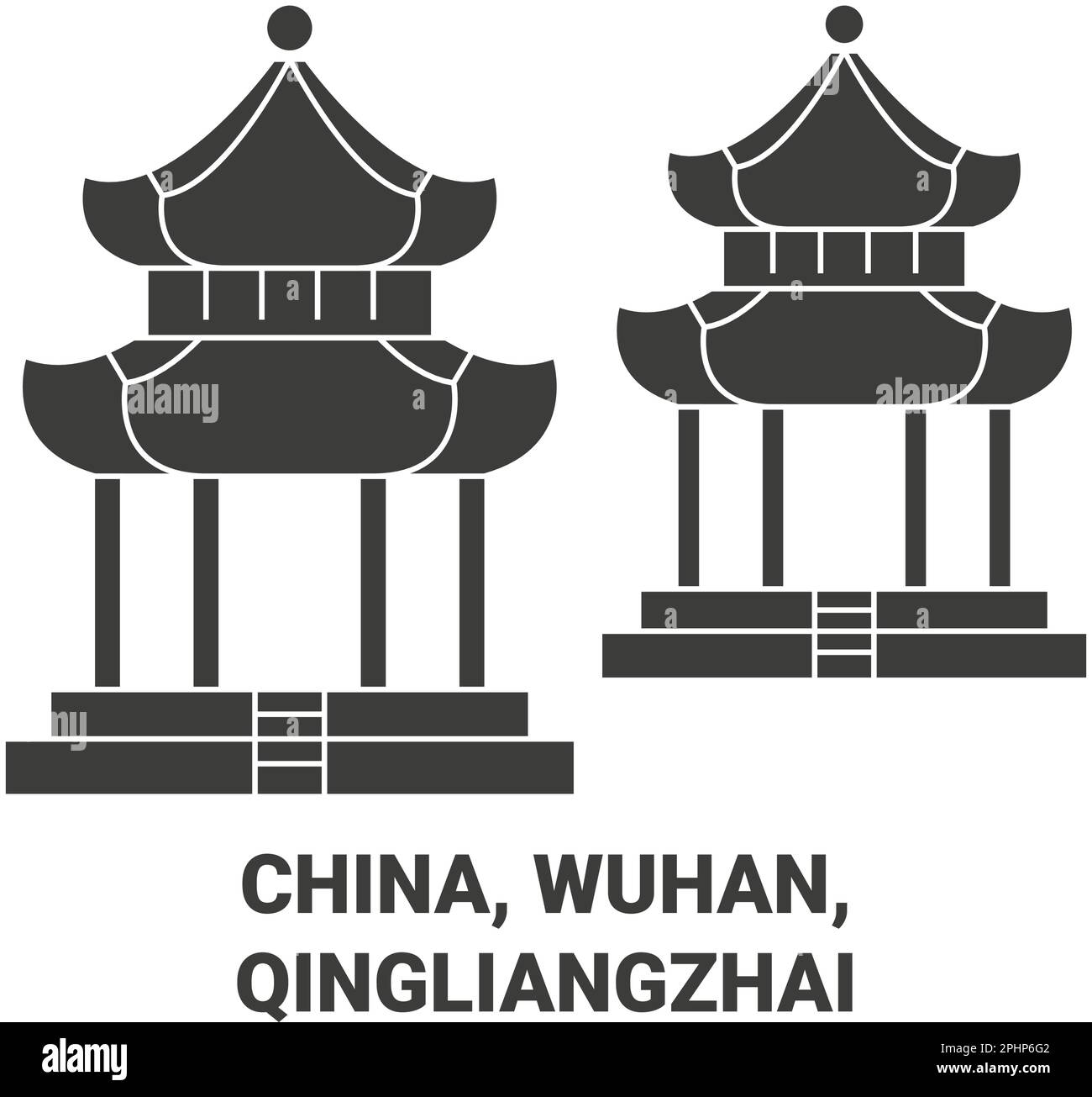 China, Wuhan, Qingliangzhai travel landmark vector illustration Stock ...