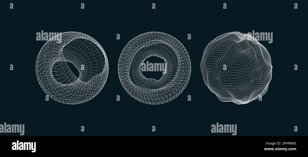 Wireframe Object With Lines And Dots Abstract 3d Connection Structure
