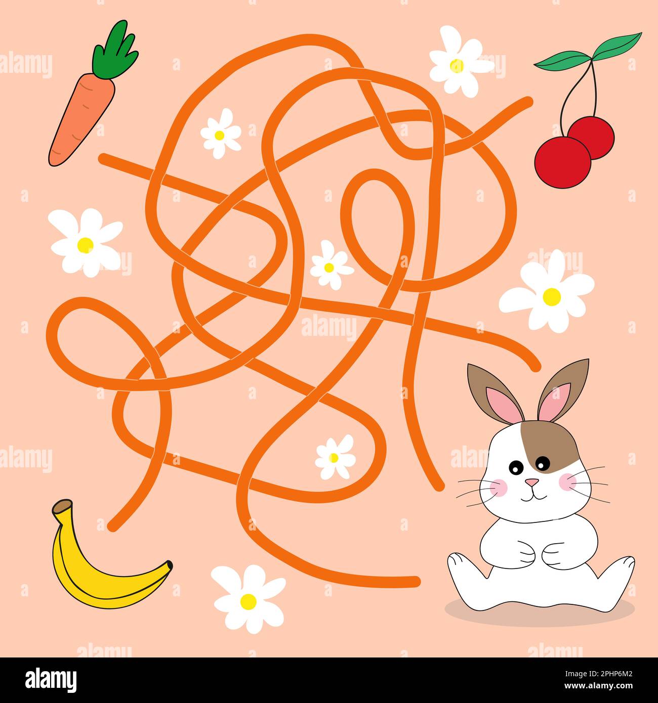 Help cute bunny find path to carrot. Labyrinth. Maze game for kids ...