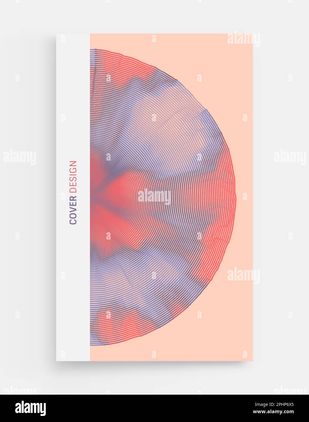 Cover design template. Abstract background with dynamic particles. Circular grid pattern. 3d ...