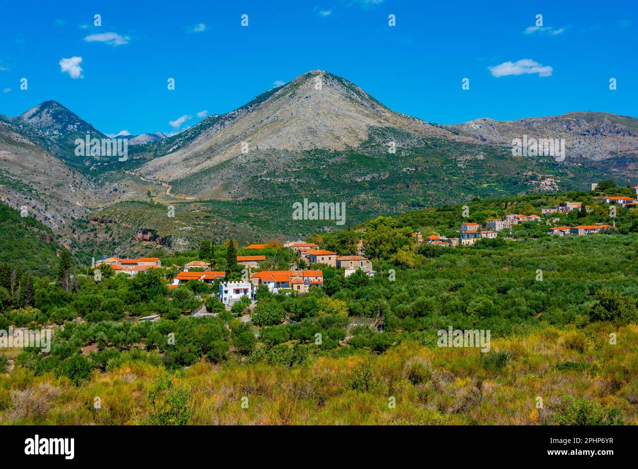 Village at Taygetos mountains in Greece Stock Photo - Alamy