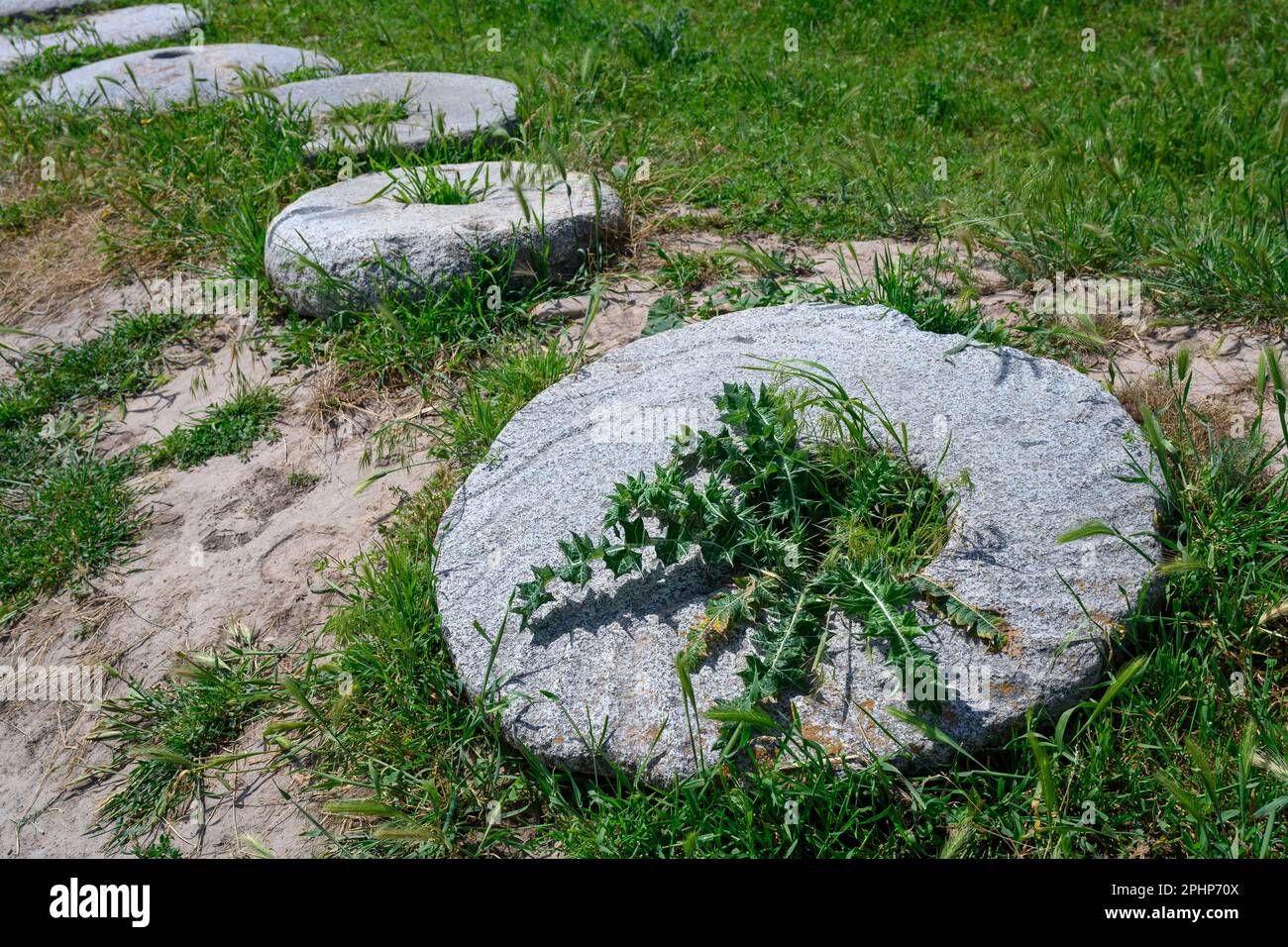 Ancient huge round stone millstones of the 6th-10th centuries of ...