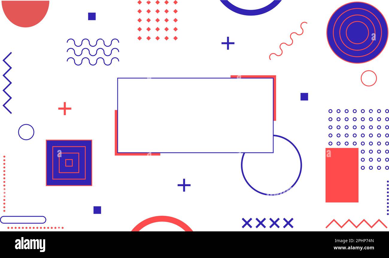 Abstract memphis background. Colorful pattern in Memphis 80s-90s style with blank space for text ...