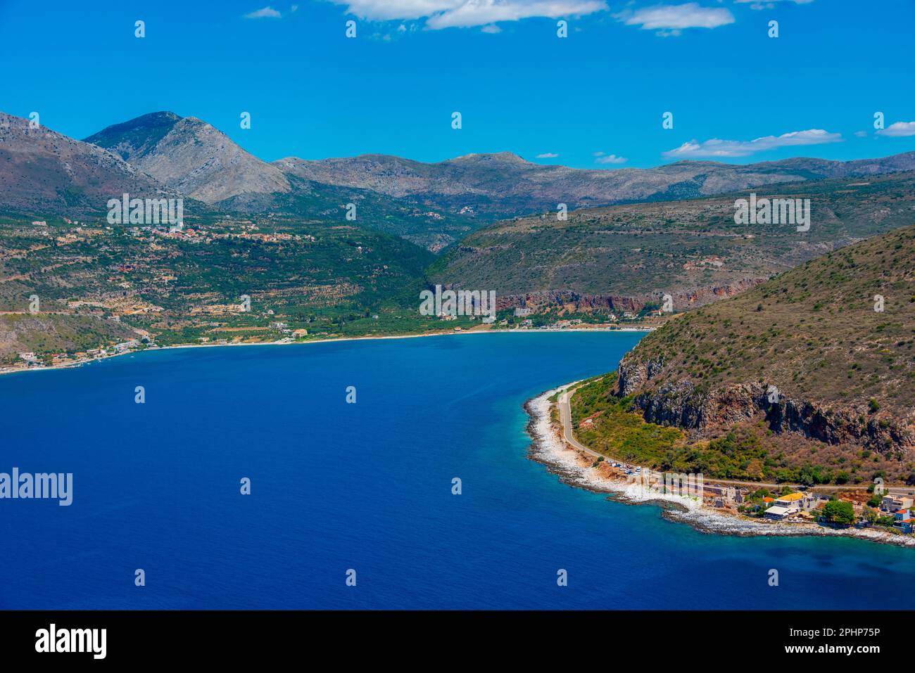 Panorama view of countryside of Itilo beach in Greece Stock Photo - Alamy