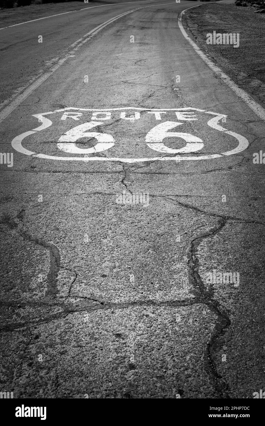 One of two original Route 66 markers near Needles, California Stock ...