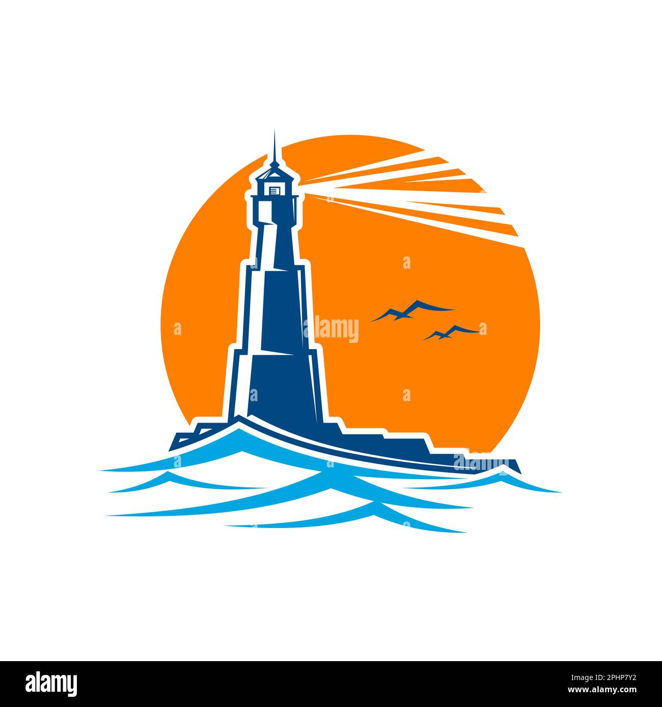 Lighthouse beacon icon, sea light house or ocean nautical tower on ...