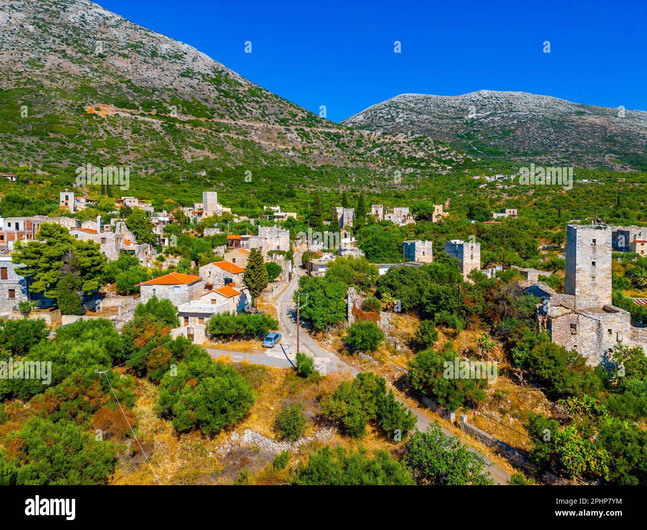 Aerial view of Mina village at Peloponnese peninsula in Greece Stock ...