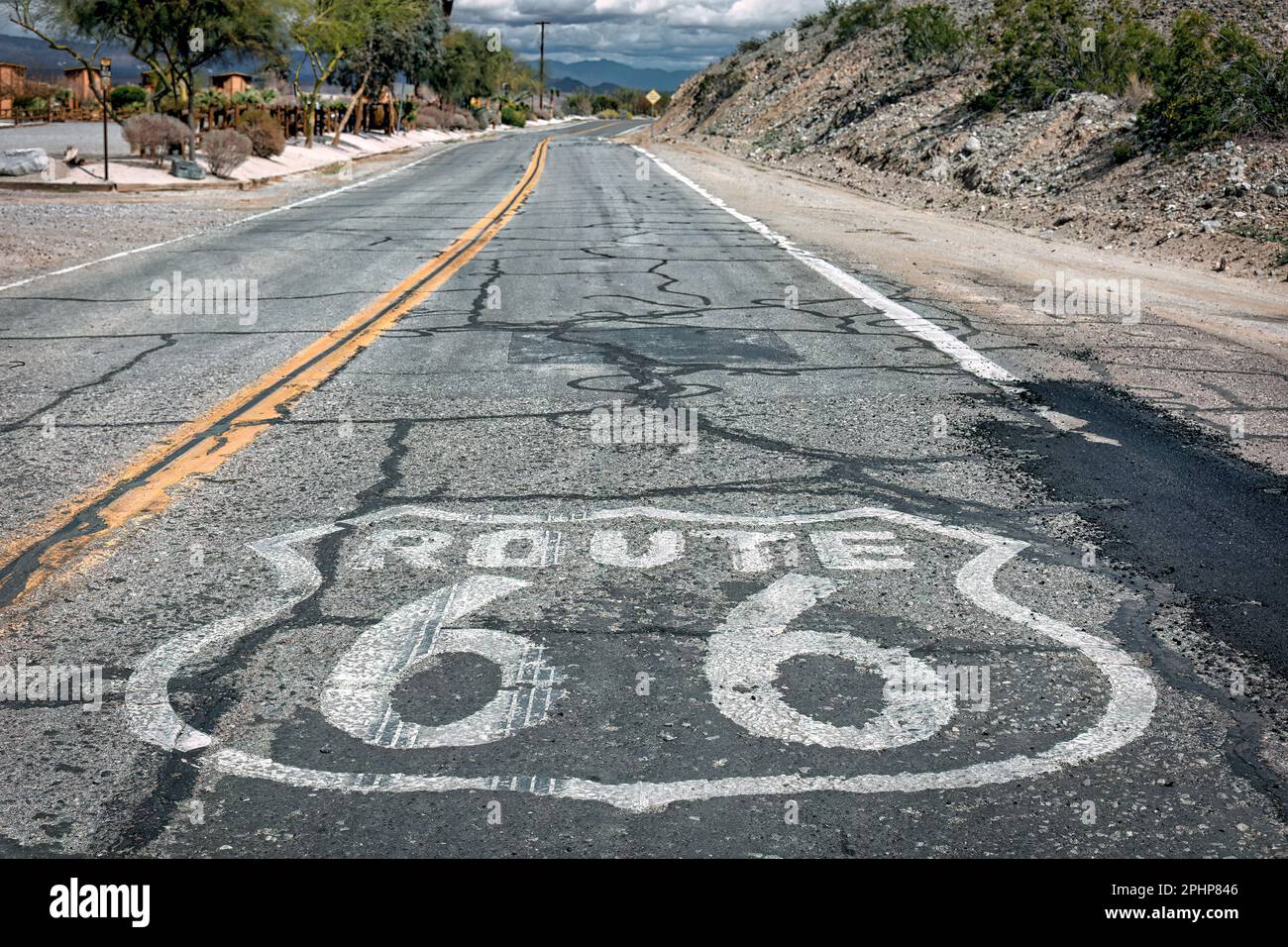 One of two original Route 66 markers near Needles, California Stock ...