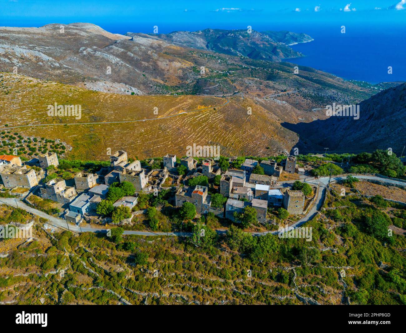 Aerial view of Mountanistika village at Peloponnese peninsula in Greece ...