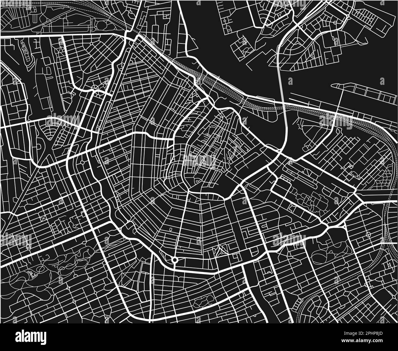 Black and white vector city map of Amsterdam with well organized separated layers Stock Vector ...