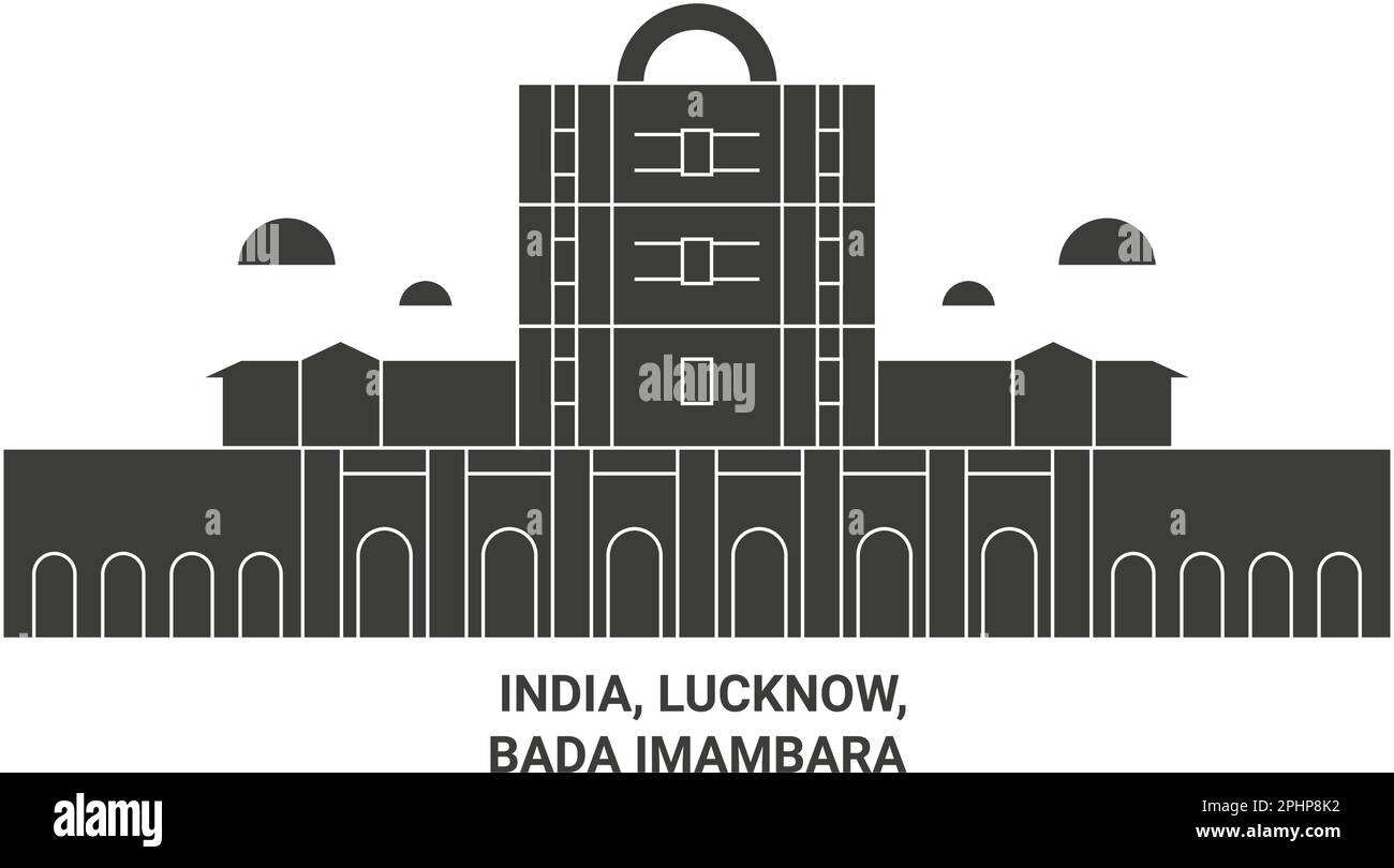 India, Lucknow, Bada Imambara travel landmark vector illustration Stock ...