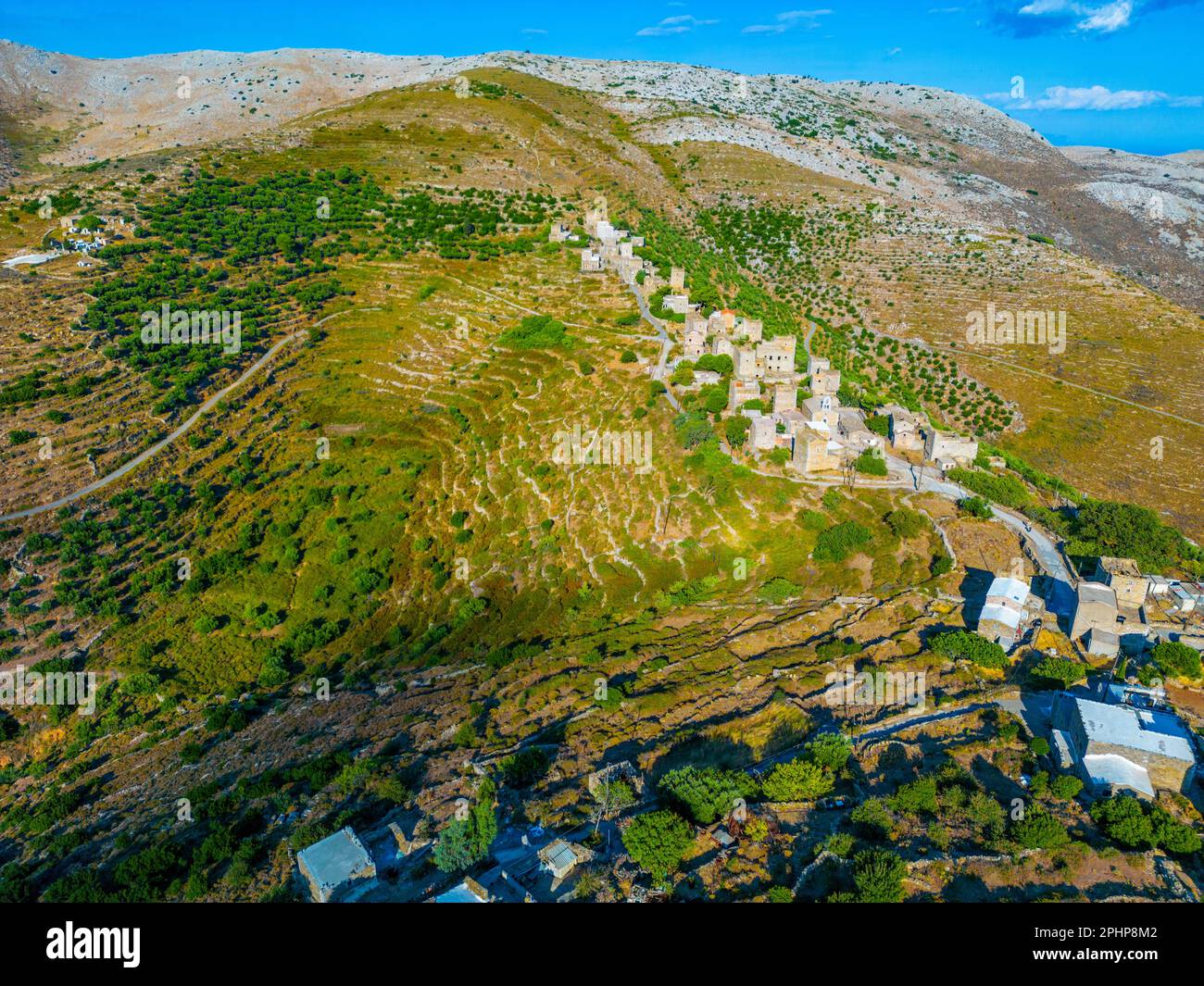 Aerial view of Mountanistika village at Peloponnese peninsula in Greece ...