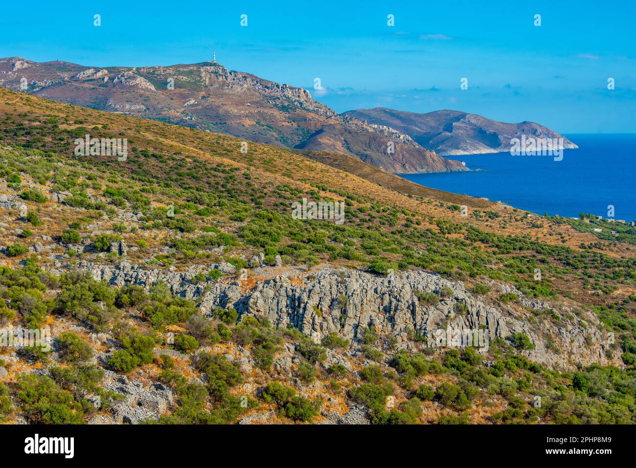 Panorama view of Mani region from Mountanistika village in Greece Stock ...