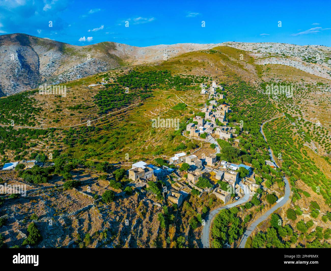 Aerial view of Mountanistika village at Peloponnese peninsula in Greece ...