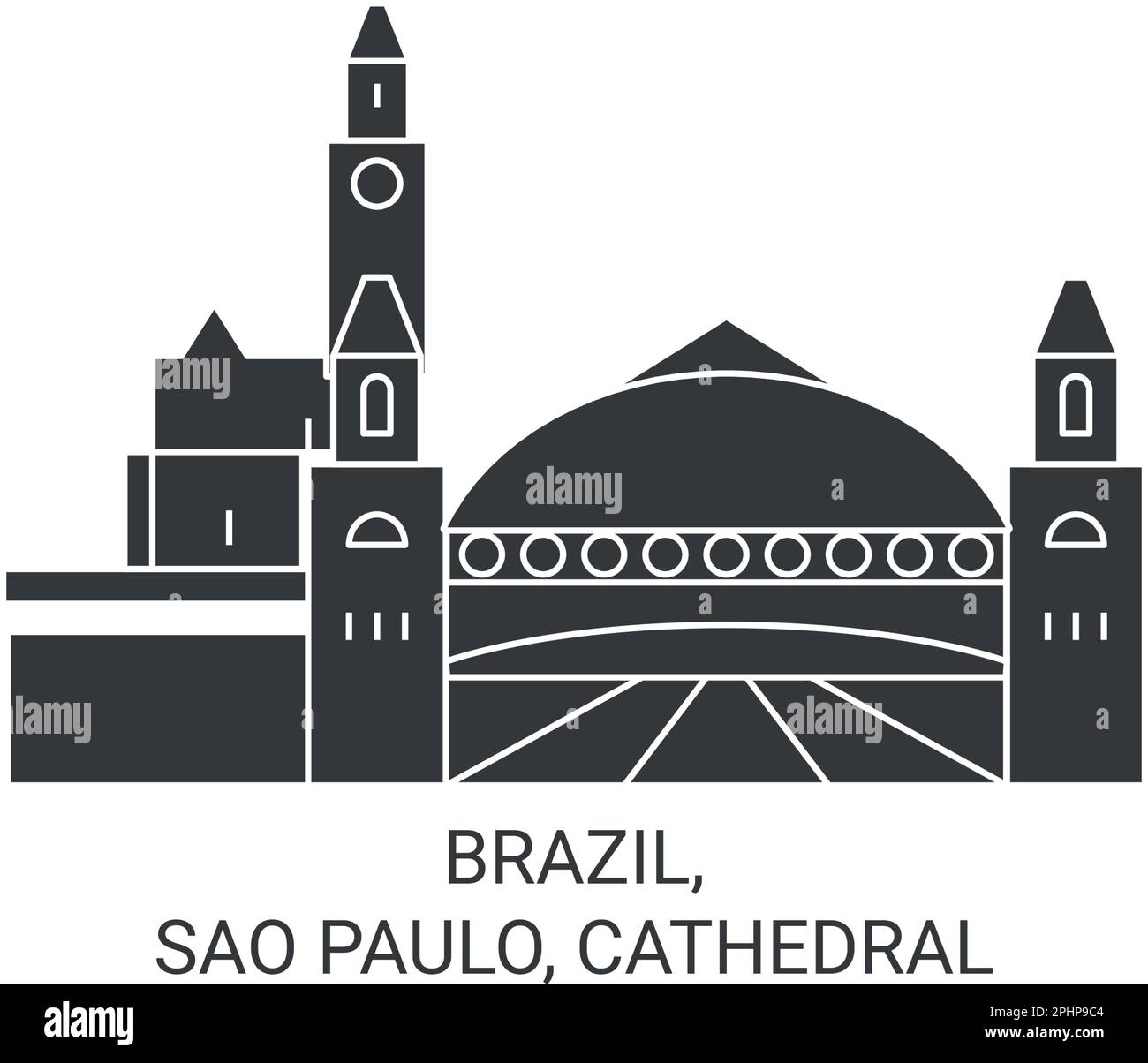 Brazil, Sao Paulo, Cathedral travel landmark vector illustration Stock ...
