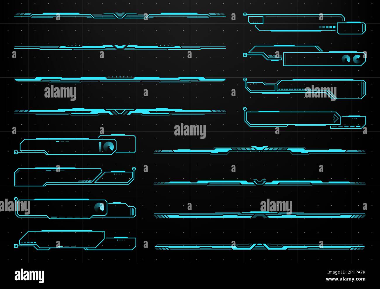 HUD futuristic info box and borders, display interface elements, vector ...
