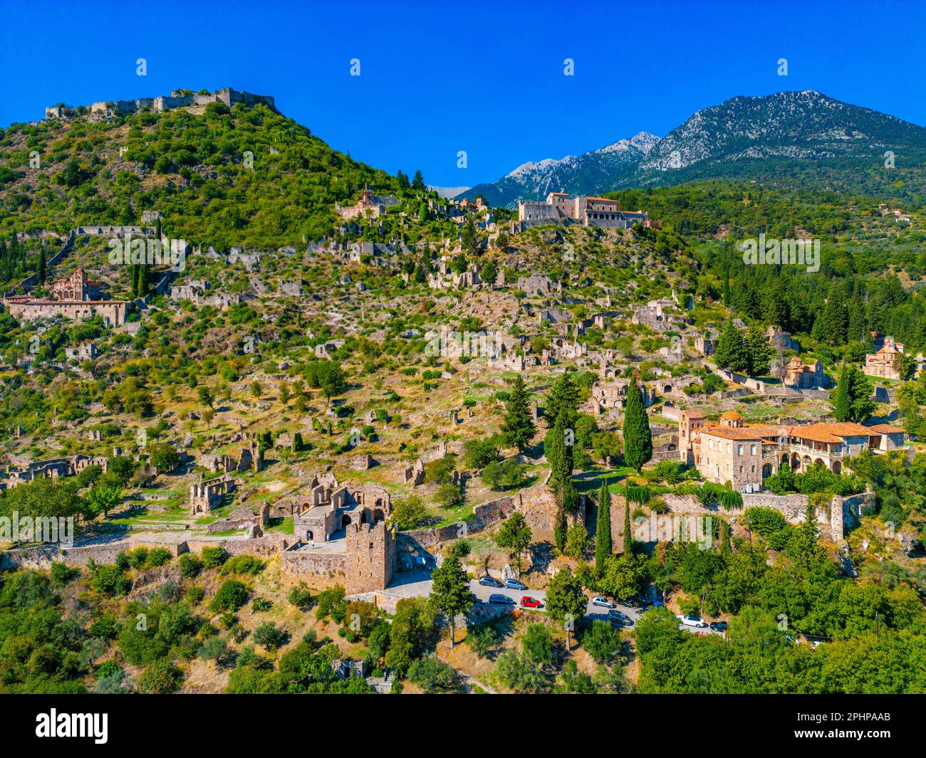 Panorama view of Mystras archaeological site in Greece Stock Photo - Alamy