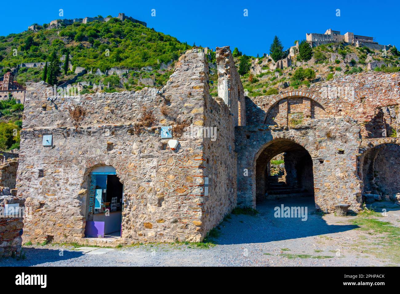 View of Mystras archaeological site in Greece Stock Photo - Alamy