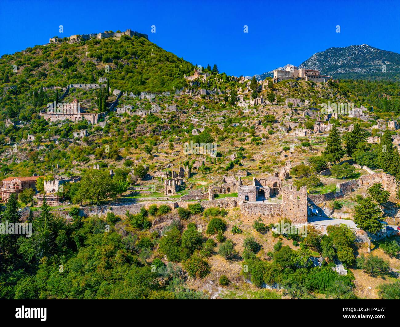 Panorama view of Mystras archaeological site in Greece Stock Photo - Alamy