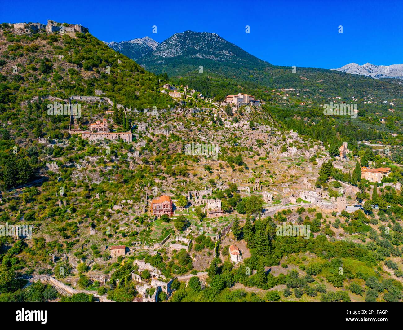 Panorama view of Mystras archaeological site in Greece Stock Photo - Alamy