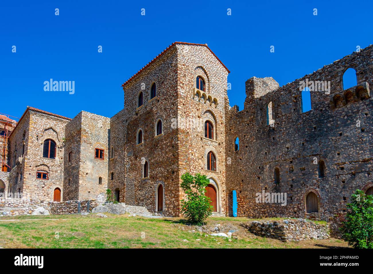 Palace of Byzantine Emperors of Mystras archaeological site in Greece ...