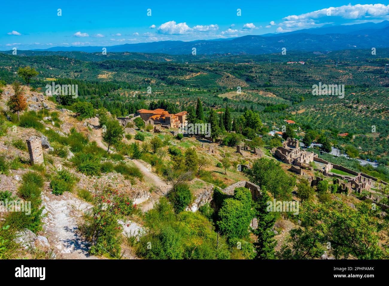 Panorama view of Mystras archaeological site in Greece Stock Photo - Alamy