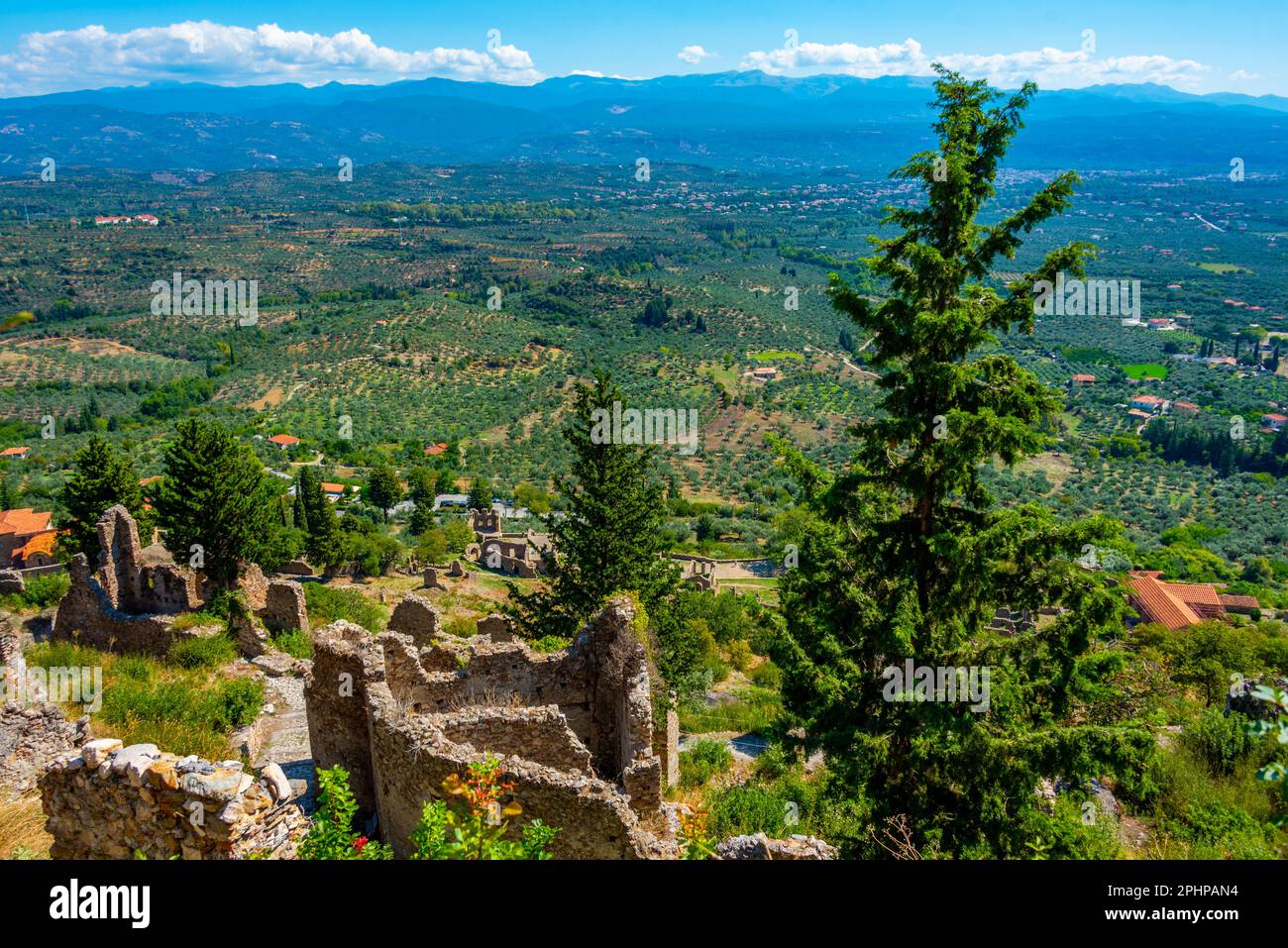 Panorama view of Mystras archaeological site in Greece Stock Photo - Alamy