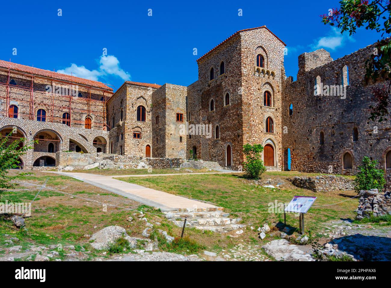 Palace of Byzantine Emperors of Mystras archaeological site in Greece ...