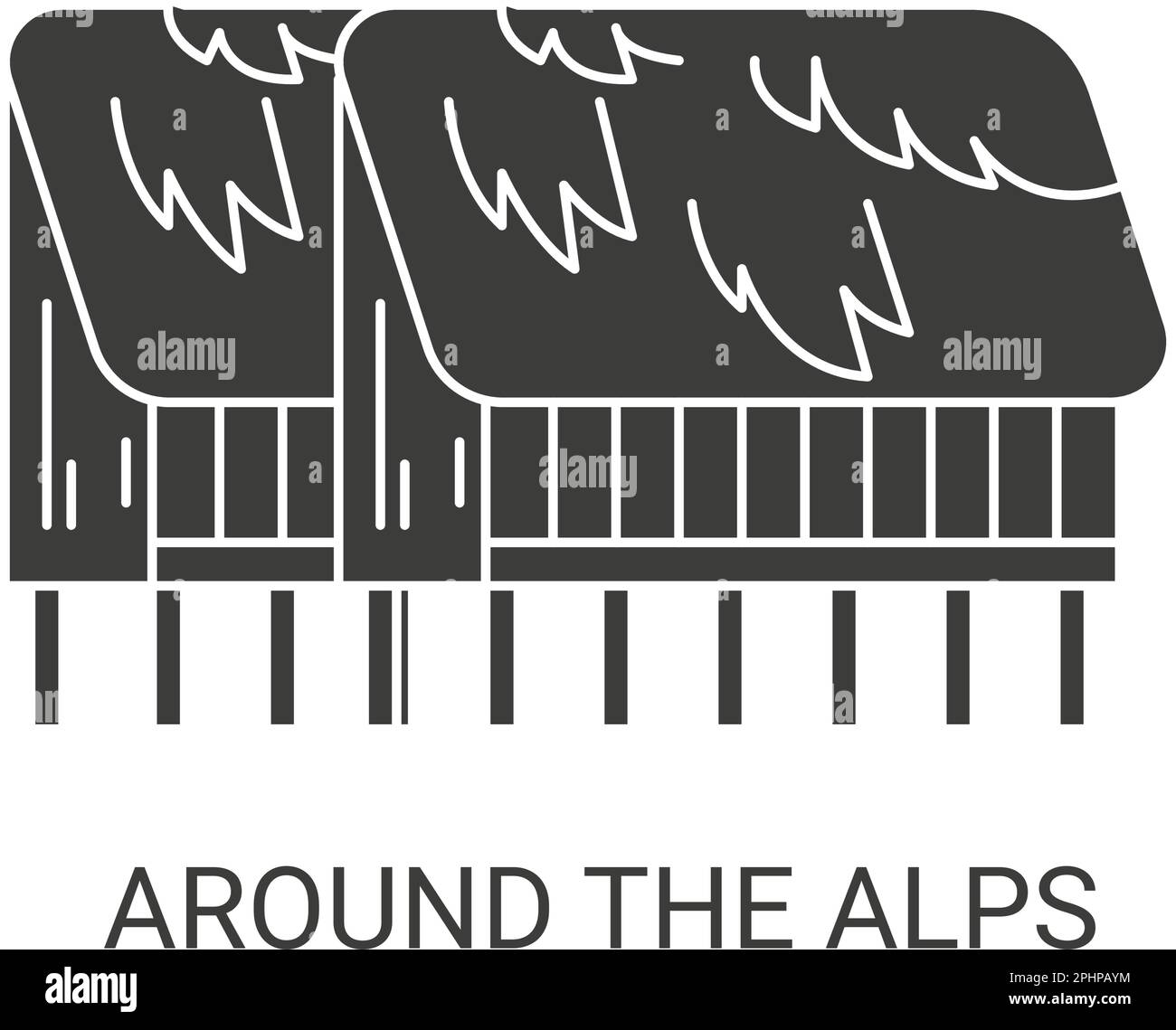 Italy, Alps, Wooden Buildings travel landmark vector illustration Stock ...