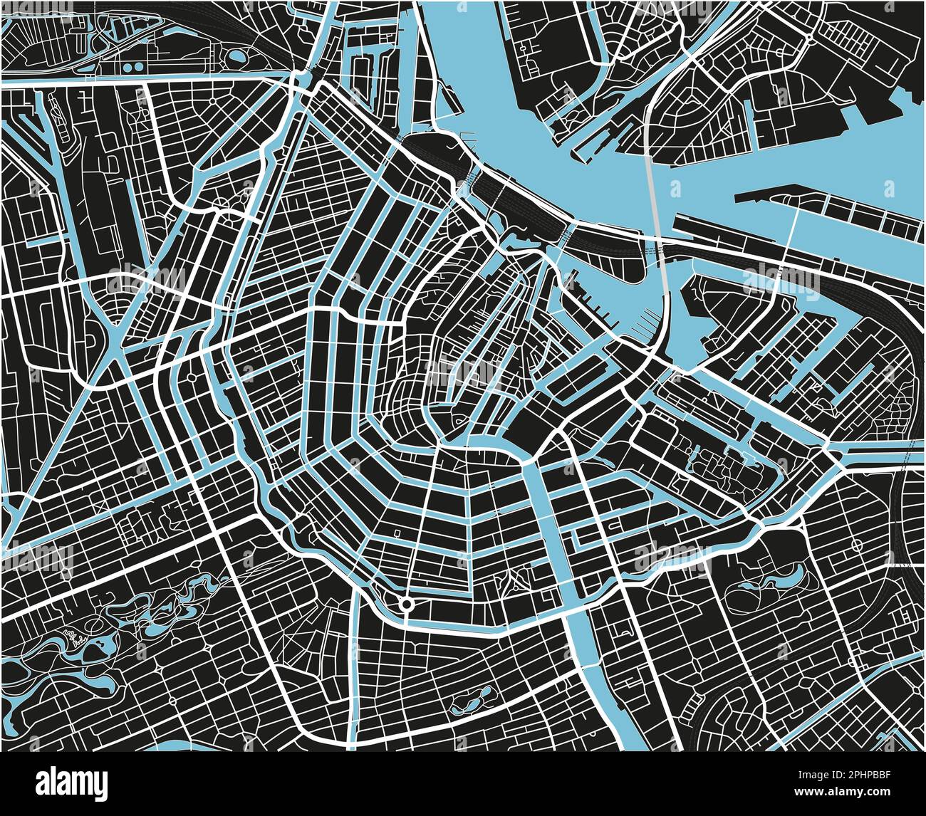 Black and white vector city map of Amsterdam with well organized separated layers Stock Vector ...