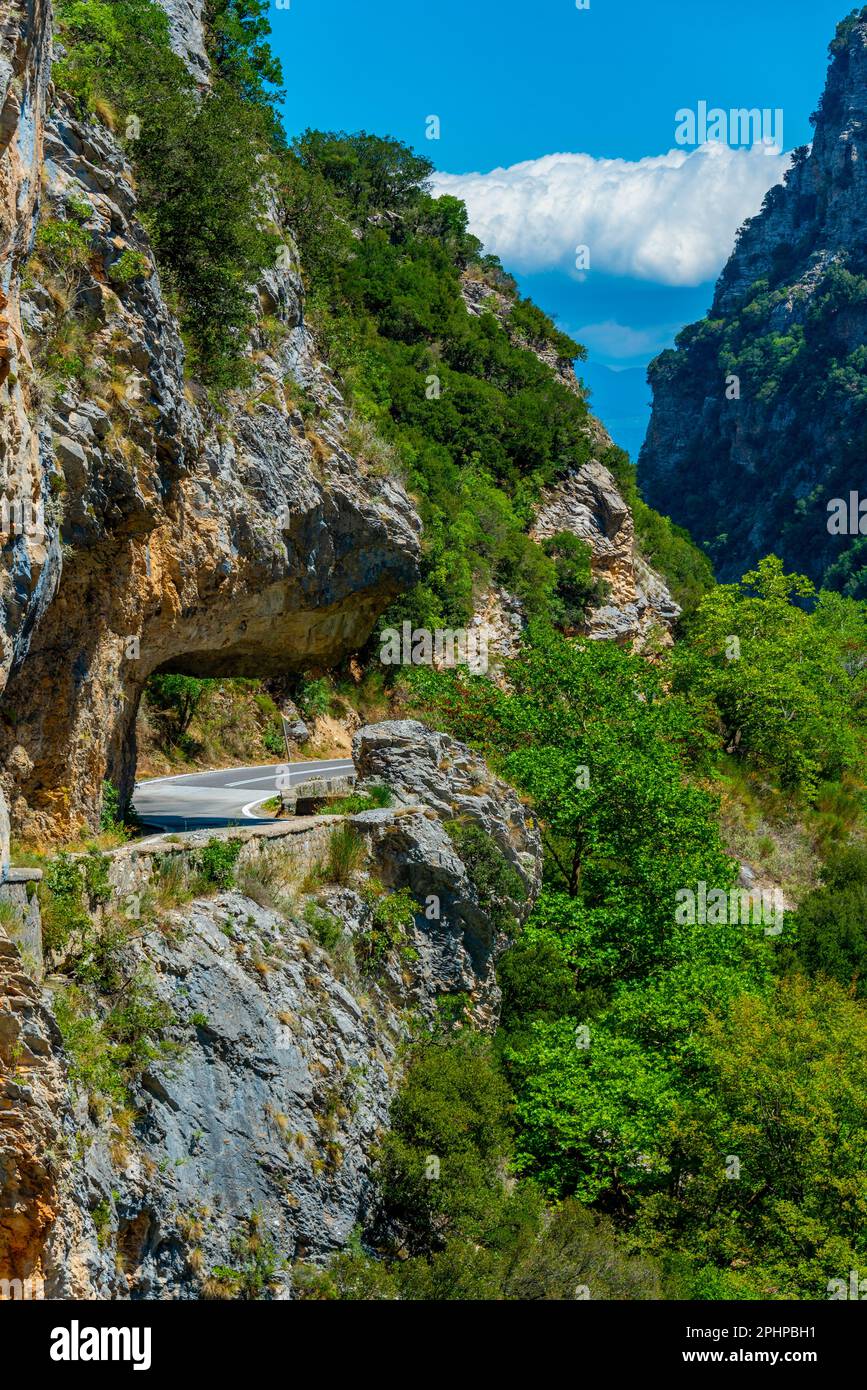 Tunnel at a road passing through Langada pass in Greece Stock Photo - Alamy