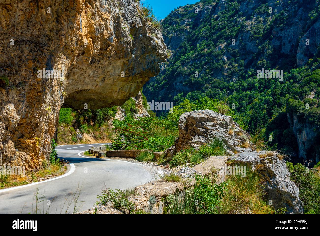 Tunnel at a road passing through Langada pass in Greece Stock Photo - Alamy