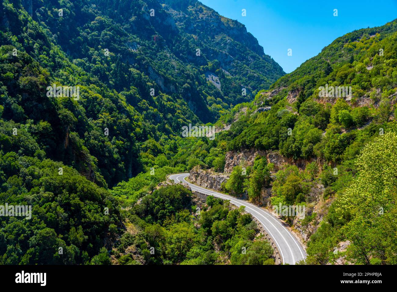 Winding road passing through Langada pass in Greece Stock Photo - Alamy