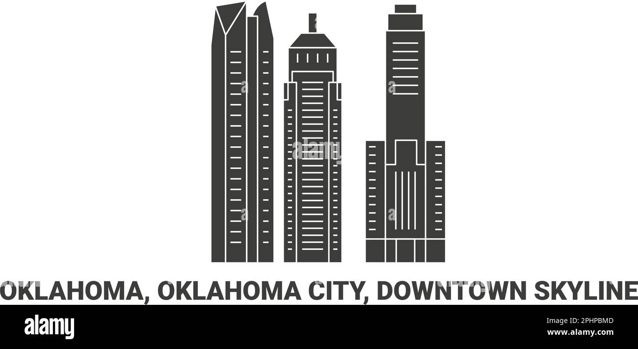 United States, Oklahoma City, Downtown Skyline, travel landmark vector ...