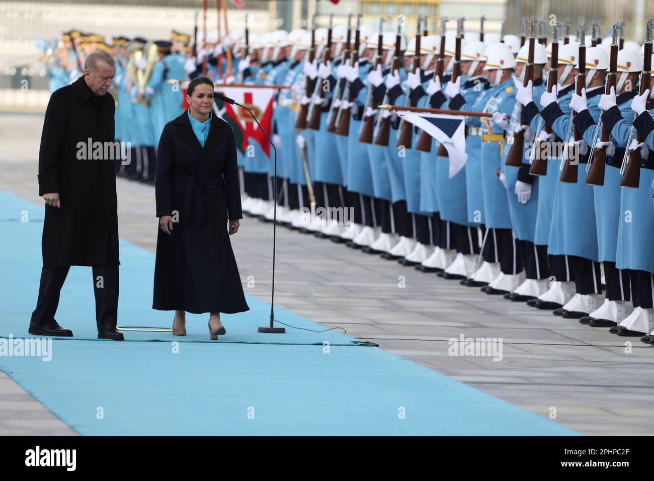 Turkey's President Recep Tayyip Erdogan, left, and Hungarian President ...