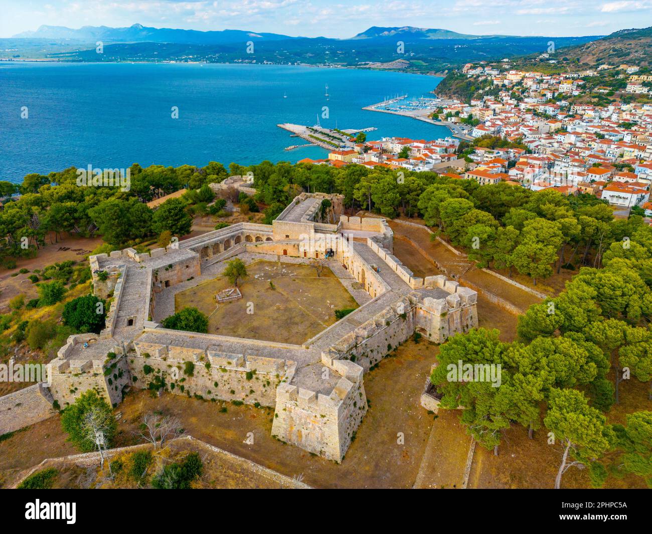 Panorama of Pylos castle in Greece Stock Photo - Alamy