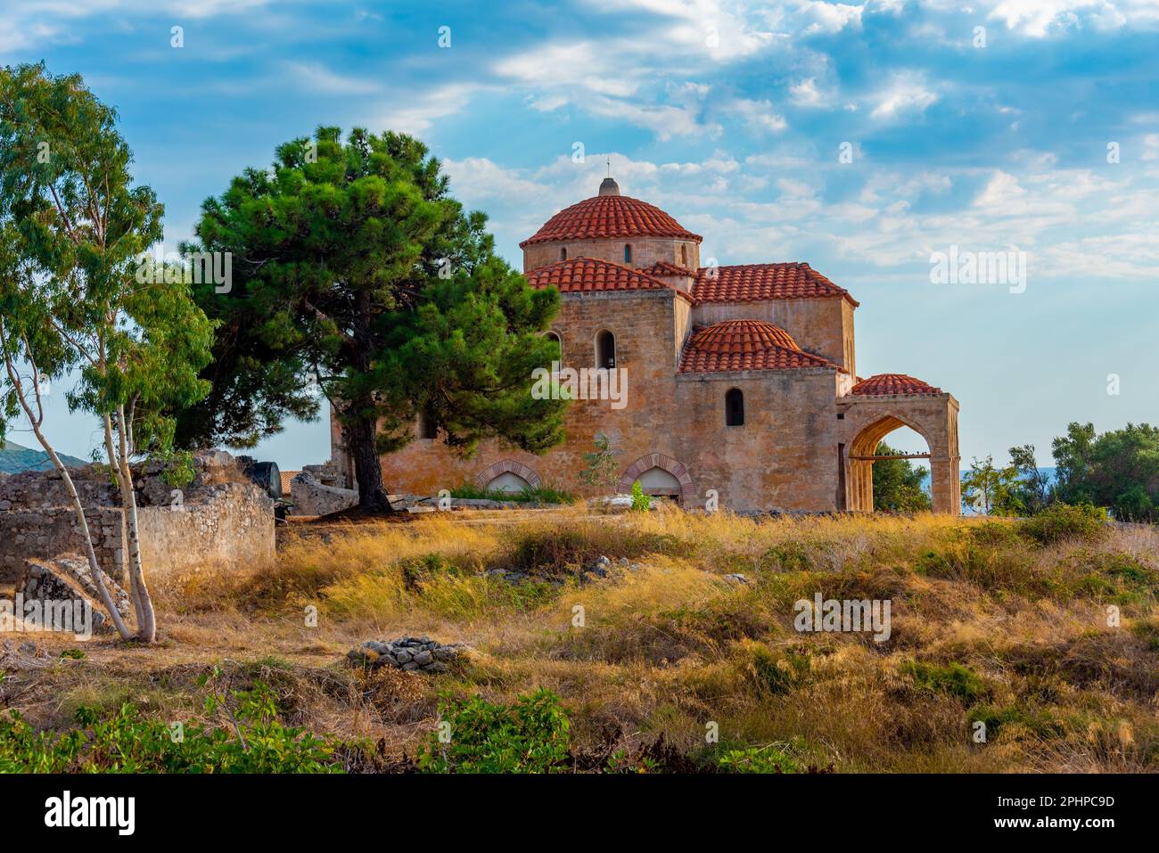 Metamorphosis Sotiros church at Pilos castle in Greece Stock Photo - Alamy