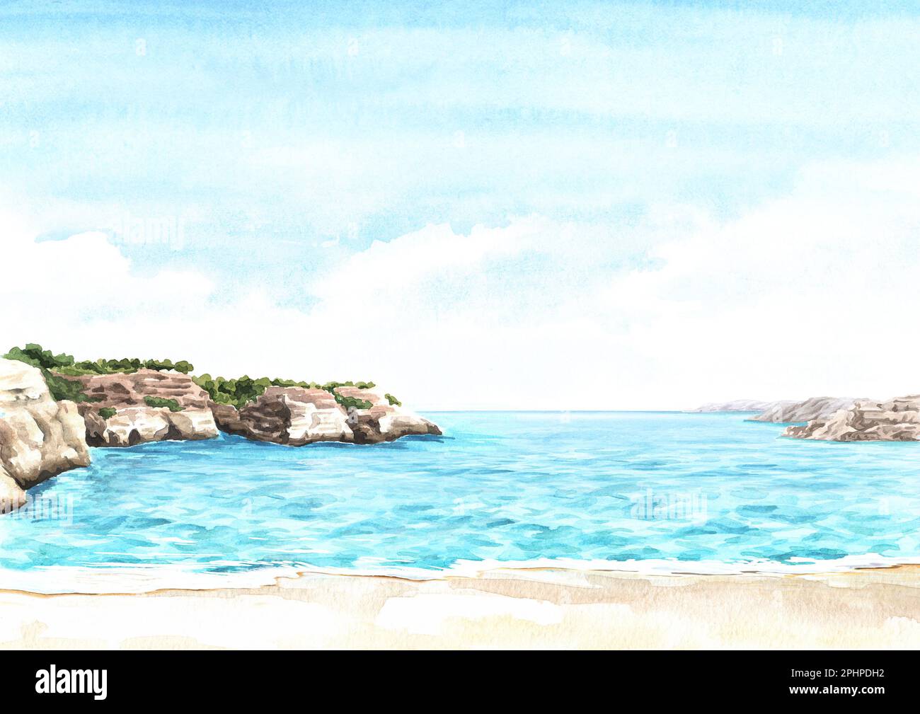 Seascape, blue lagoon.Tropical beach with sea and blue sky, summer ...